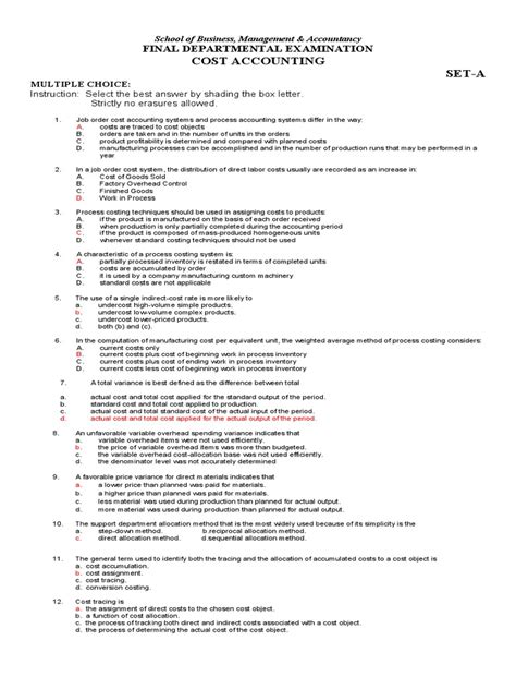 Cost Accounting Final Exam Reviewer Pdf Business Marketing