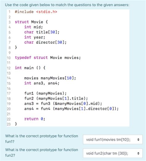 Solved Use The Code Given Below To Match The Questions To Chegg