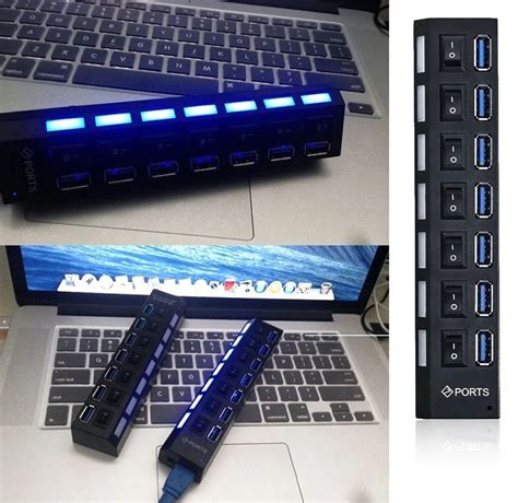 Usb Port Hub 7 Port High Speed Independent Switch 4 Bit Splitter 2 0 Multi Interface