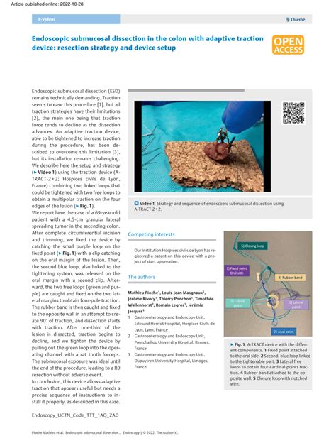 Pdf Endoscopic Submucosal Dissection In The Colon With Adaptive Traction Device Resection