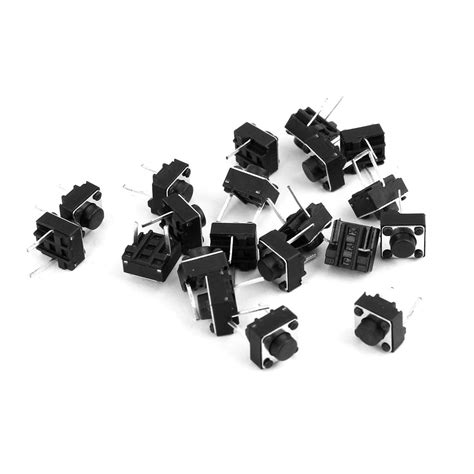 20pcs Momentary Panel Pcb Mount Push Button Spst Tact Switch Black