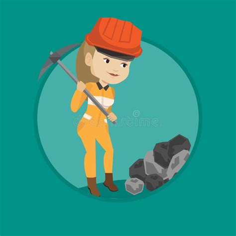 Miner Working With Pickaxe Vector Illustration Stock Vector Illustration Of People Extract