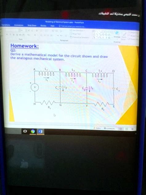 Homework Q2 Derive A Mathematical Model For The Circuit Shown And