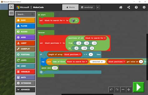 Makecode Block Detect Error Minecraft Education