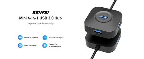 Amazon Com BENFEI USB 3 0 Hub 4 Ports USB A Splitter Ultra Compact For Mouse Keyboard Flash