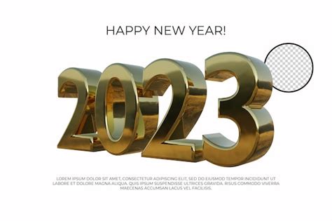 투명 한 배경에 고립 된 골드 2023 새해 3d 렌더링 프리미엄 Psd 파일