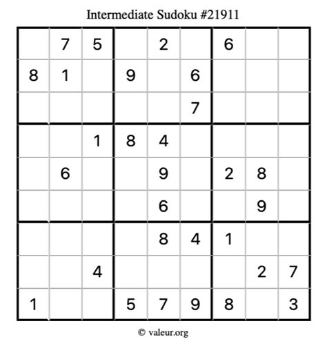 Intermediate Sudoku Puzzle 21911