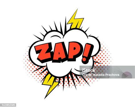 구름 별 광선 및 하프톤 효과 배경이있는 Zap 만화 단어 음성 버블 아이콘 복고풍 스타일의 팝 아트 벡터 만화 일러스트레이션 채널 바꾸기에 대한 스톡 벡터 아트 및 기타