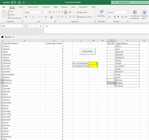 Lucky Draw Excel Template Etsy