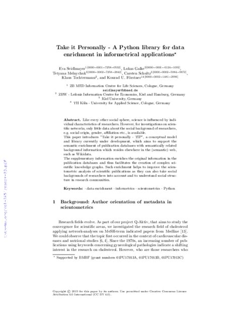 Pdf Take It Personally A Python Library For Data Enrichment For