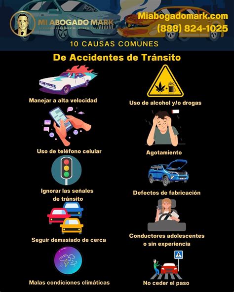 10 Causas Comunes De Accidentes De Tránsito Infografía