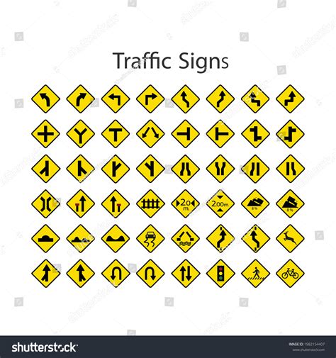 All Warning Traffic Signs Vector Set Stock Vector Royalty Free