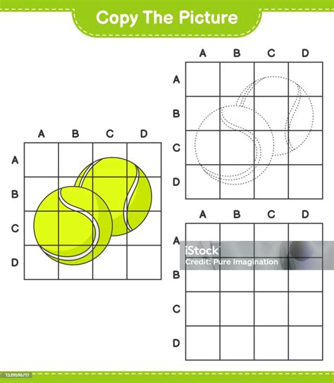그림을 복사 그리드 라인을 사용하여 테니스 공의 사진을 복사합니다 교육 어린이 게임 인쇄 워크 시트 벡터 일러스트레이션 0명에 대한 스톡 벡터 아트 및 기타 이미지 Istock