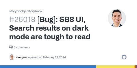 [bug] sb8 ui search results on dark mode are tough to read · issue 26018 · storybookjs