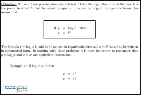 Logarithms And Exponential Assignment Help Get Upto 50 Off