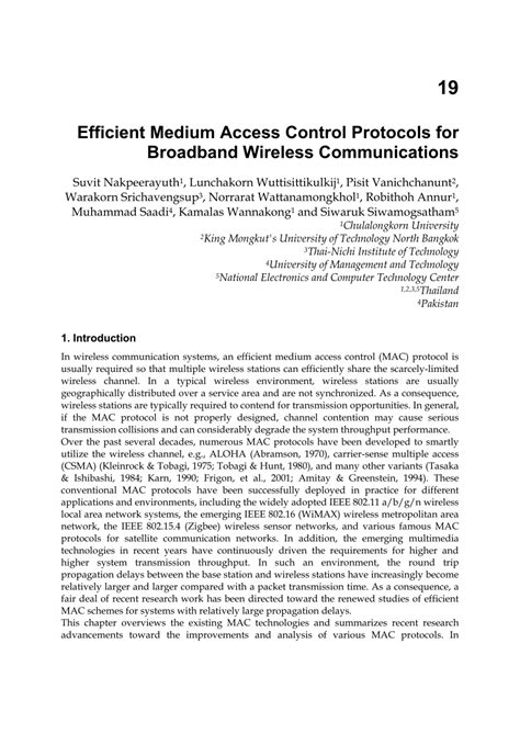 Pdf Efficient Medium Access Control Protocols For Broadband Wireless