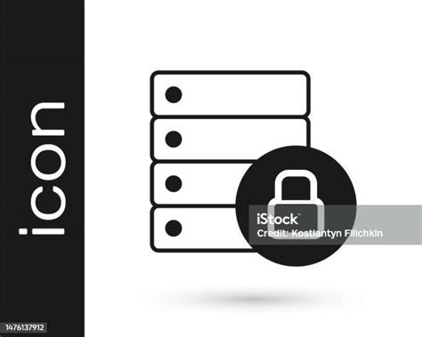 흰색 배경에 격리된 닫힌 자물쇠 아이콘이 있는 검은색 서버 보안 데이터베이스 및 잠금 보안 안전 보호 개념 벡터 개념에 대한