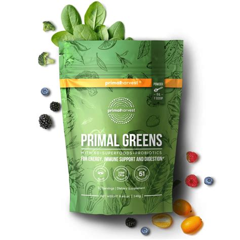 Buy Greens Powder Supplement By Primal Harvest 30 Servings And 51 Super Food Online At Lowest