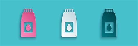 파란색 배경에 분리된 모터 기계 오일 아이콘용 종이 절단 용기 오일 갤런 오일 교환 서비스 및 수리 종이 아트 스타일 벡터 3차원 형태에 대한 스톡 벡터 아트 및 기타