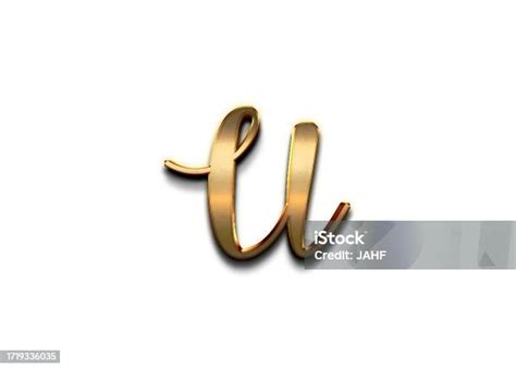 Emas 3d Huruf U Alfabet Dalam Huruf Kapital Pada Latar Belakang Putih Terisolasi Foto Stok