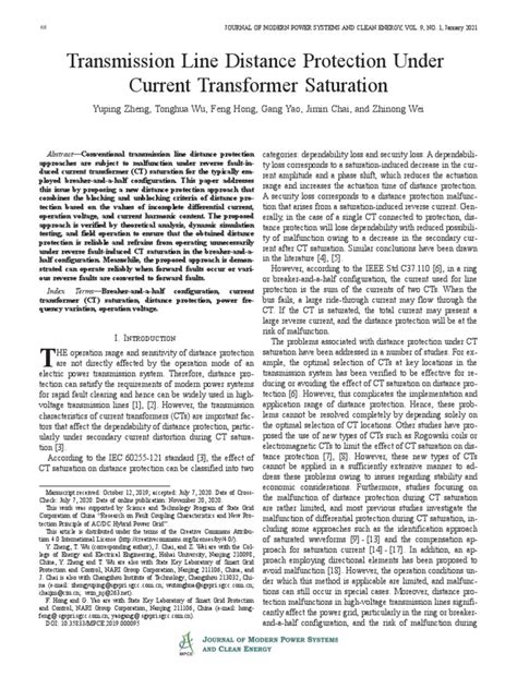 Transmission Line Distance Protection Under Current Transformer Saturation Pdf Electrical