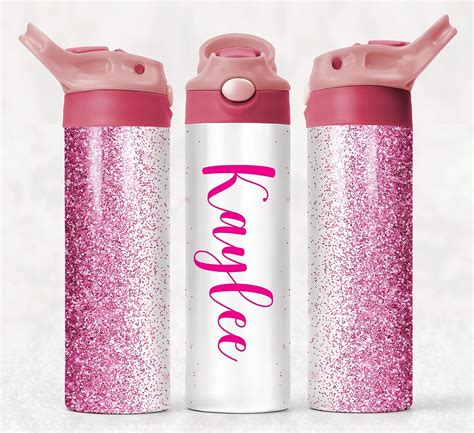 Personalized Insulated 12oz Or 20oz Glitter Water Bottle