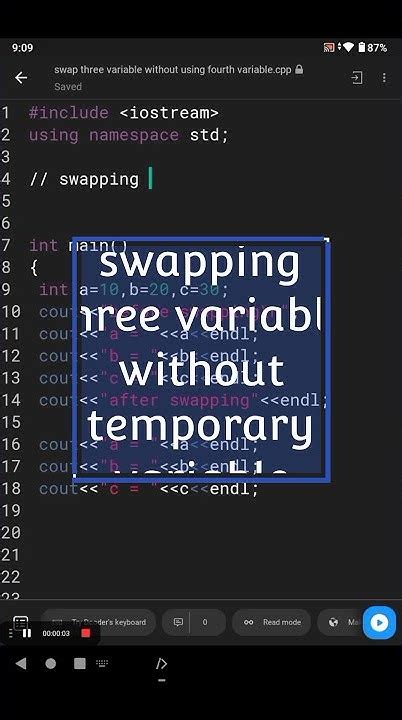 Swapping Three Variable Without Temporary Variable In C Programming Shorts Youtube C