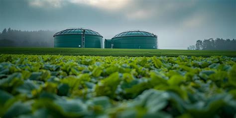 바이오가스 크는 무산소 분해에서 탄소 중립 전력을 위해 녹색 에너지를 저장합니다 프리미엄 Ai 생성 이미지