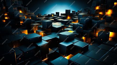 Premium Ai Image Technology 3d Cubes Modern Abstract Background With Floating Dark Cubes In A