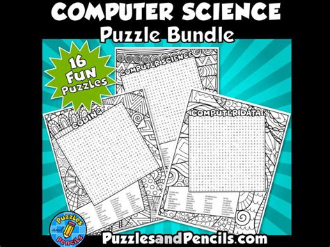 Computer Science Word Search Puzzle Activities With Colouring BUNDLE Teaching Resources