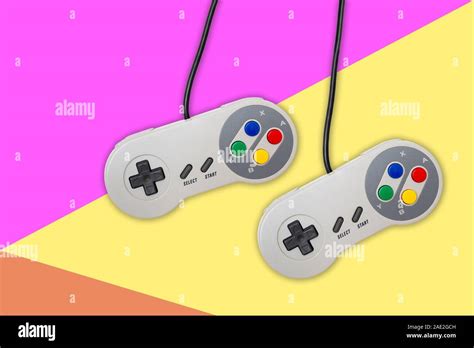 Abstract Retro Computer Gaming Controller On Colorful Background Stock Photo Alamy
