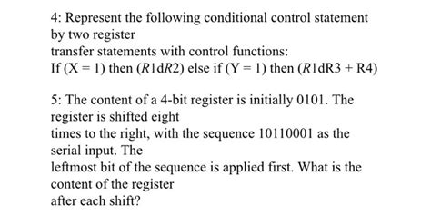 solved 4 represent the following conditional control