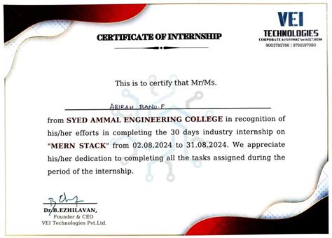 Mernstack Internship Webdevelopment React Nodejs Learningandgrowing Veitechnologies