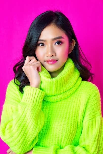 Beautiful Indonesian Girl In White Sweater Premium Ai Generated Image