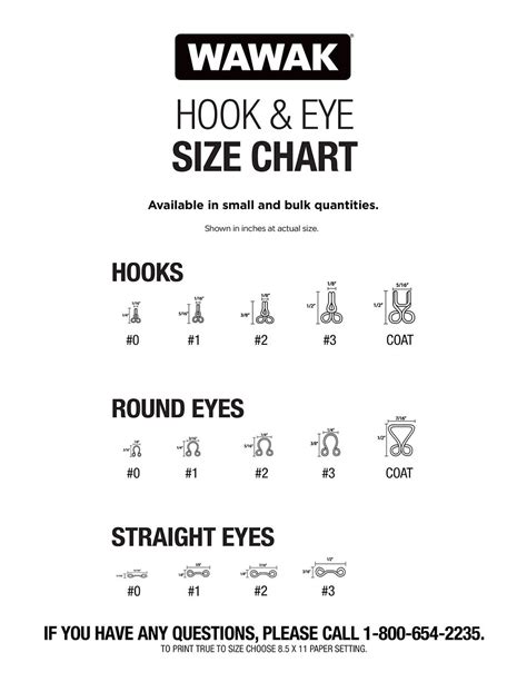 Hook And Eyes Size Chart