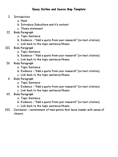 Mla Format Outline Template