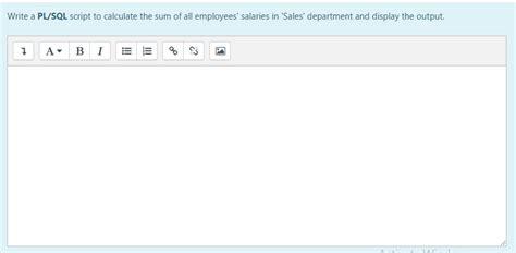 solved write a pl sql script to calculate the sum of all