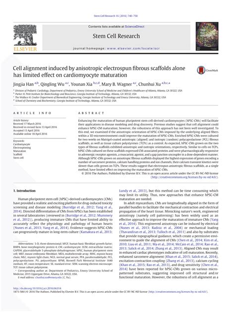 Pdf Cell Alignment Induced By Anisotropic Electrospun Fibrous Scaffolds Alone Has Limited