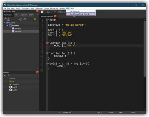 CodeLite IDE Main DebugWithXDebug
