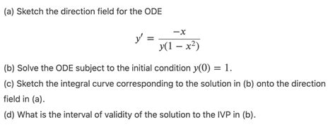 Solved A Sketch The Direction Field For The Ode