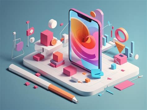 Premium Ai Image 3d Minimal Mobile App Development And Mobile Web Design