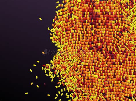Irregular Array Or Matrix Of Random Ovals Background Breaking Down Into Small Fragments Stock