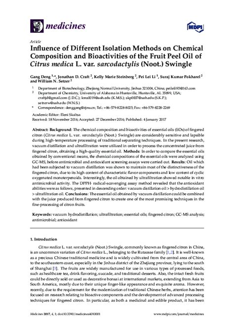Pdf Influence Of Different Isolation Methods On Chemical Composition