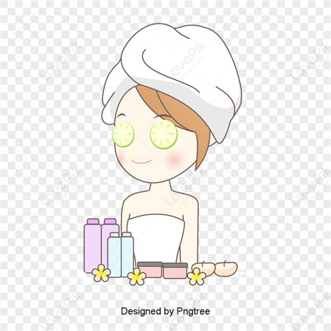 만화 일러스트 자유형 여자 온천 미용 디자인젊은파티 Png 일러스트 무료 다운로드 Lovepik