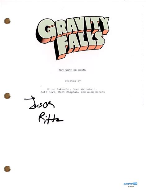 Jason Ritter “gravity Falls” Signed Autograph Tv Episode Script