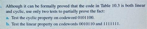 Solved Table 103 A Crc Code With C74although It Can Be