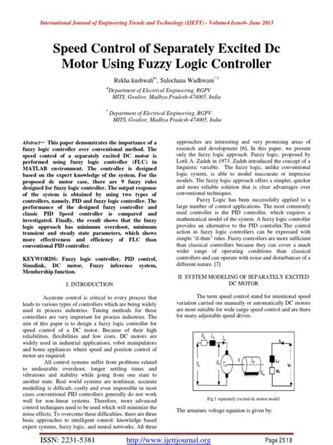 speed control of separately excited dc motor using fuzzy logic