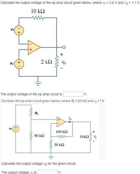 Solved Calculate The Output Voltage Of The Op Amp Circuit