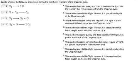 Solved Decide Which Of The Following Statements Connect To The Shown Reactions Of The Chapman