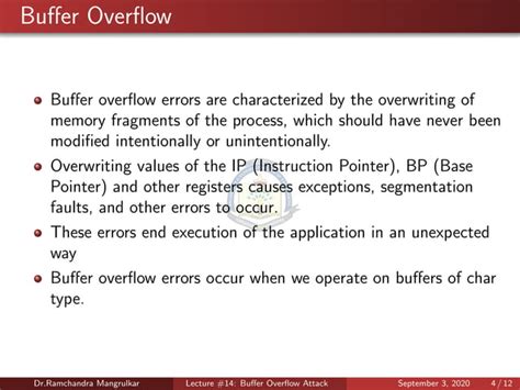 Lecture 15 Buffer Overflow Attack Non Malicious Attack Ppt